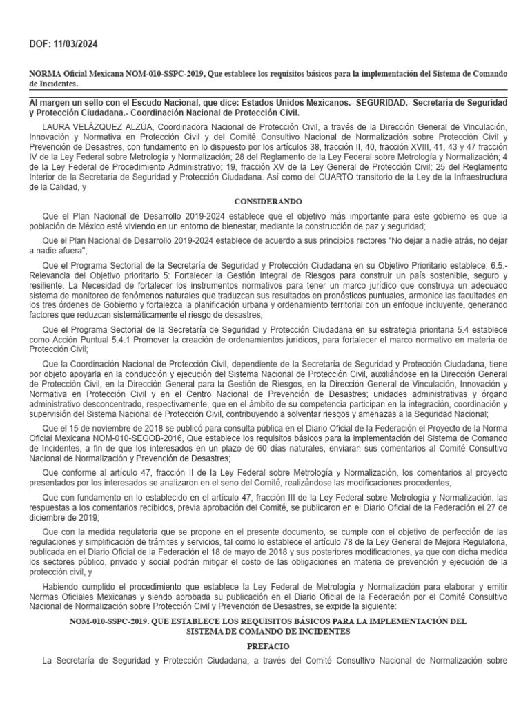 NORMA Oficial Mexicana NOM-010-SSPC-2019, Que Establece Los Requisitos ...