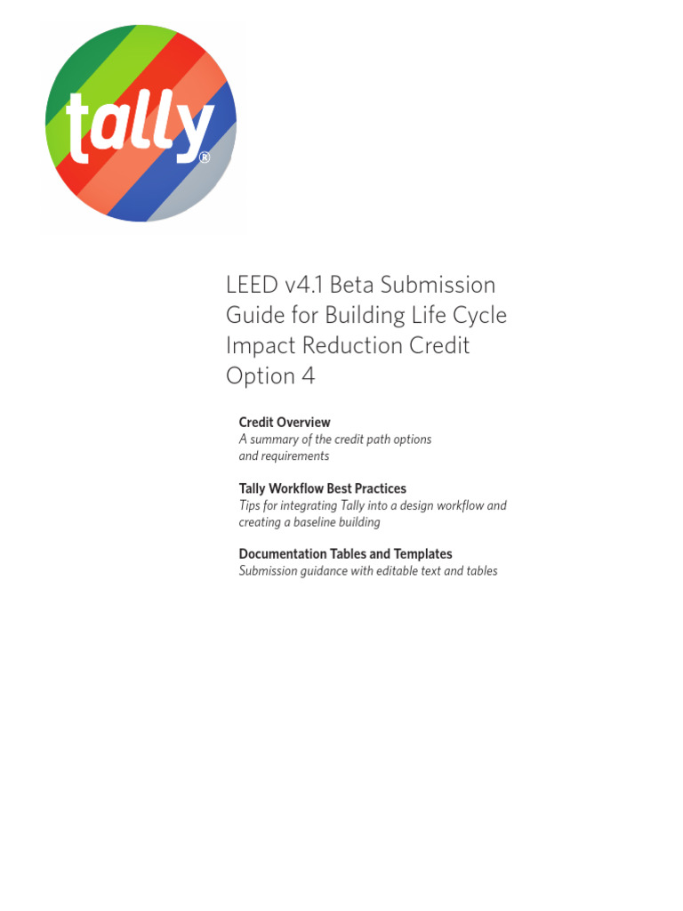 Tally LEED v4 - 1 Credit Guide | PDF | Life Cycle Assessment | Framing ...