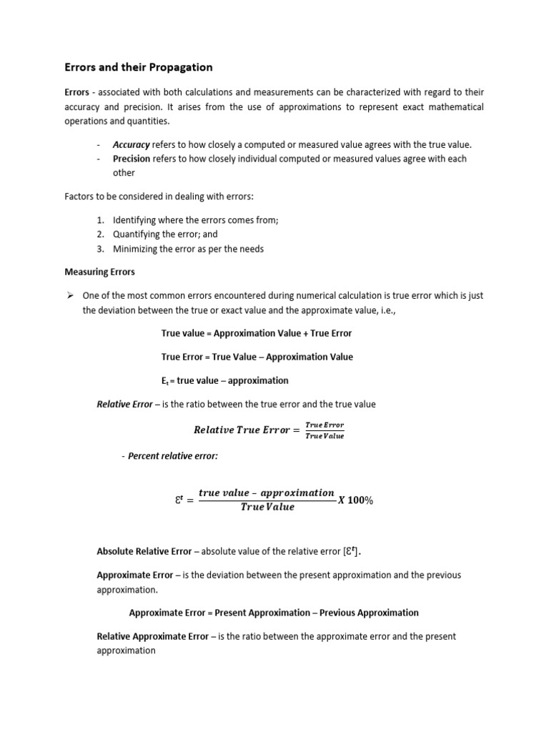 Errors and Their Propagation Lecture | PDF | Significant Figures | Approximation