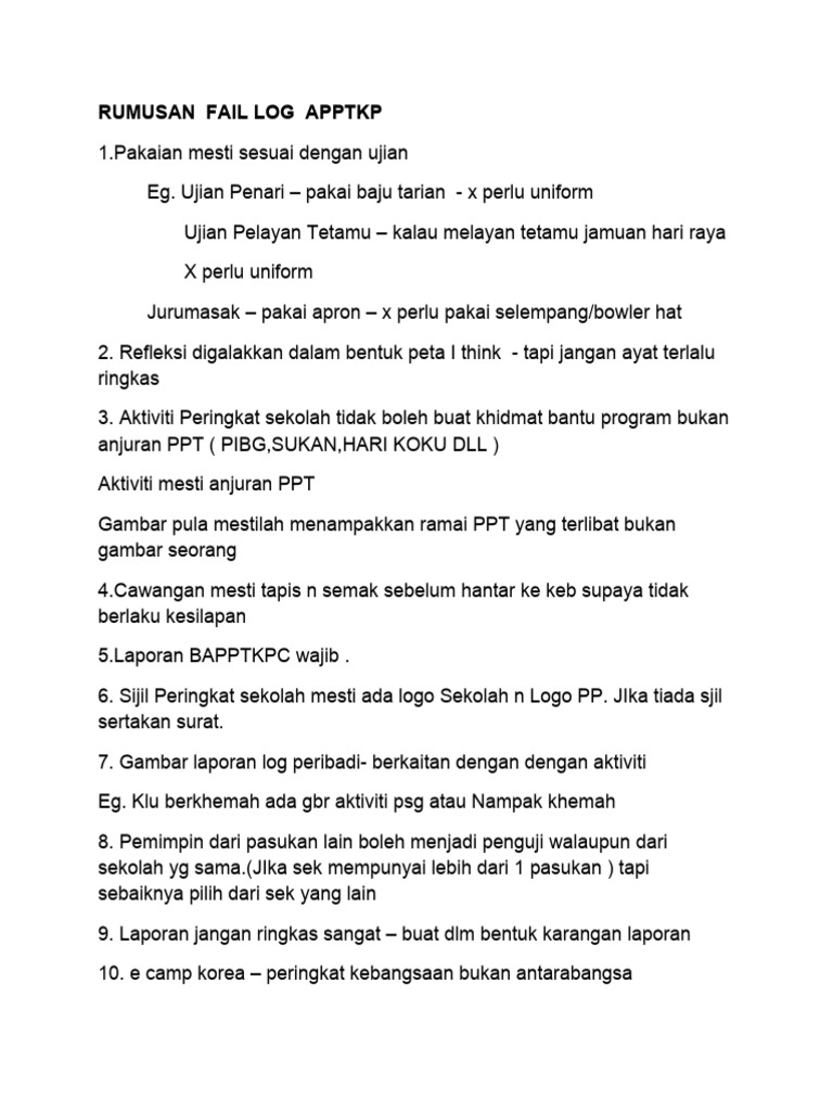 Rumusan Fail Log Apptkp | PDF