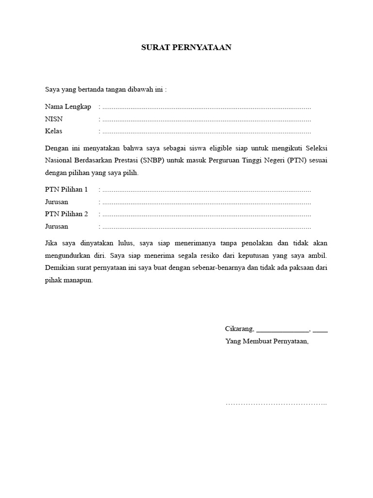 Surat Pernyataan Eligible-1 | PDF