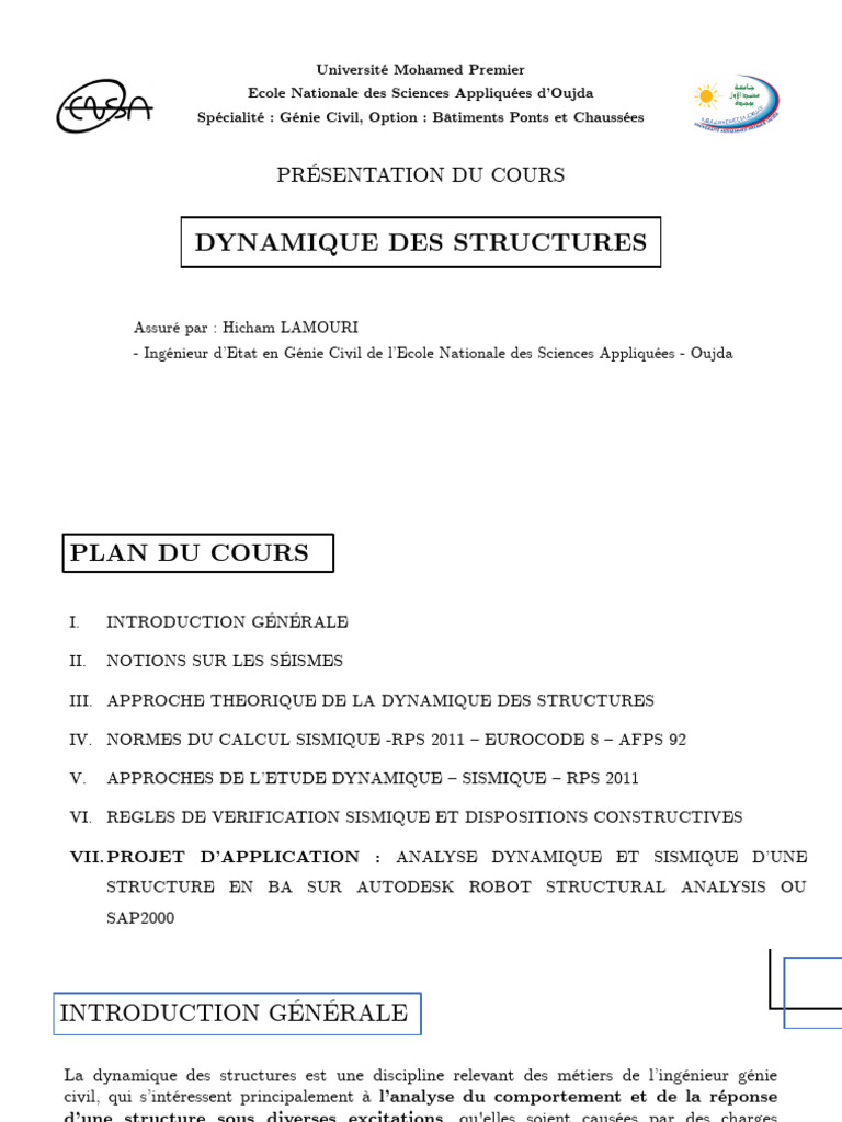 Cours Dynamique Des Structures | PDF | Tremblements de terre ...
