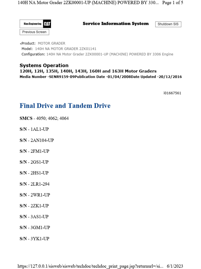 140H DAKYFA Final Drive and Tandem Drive SYST OPER | PDF | Axle | Gear
