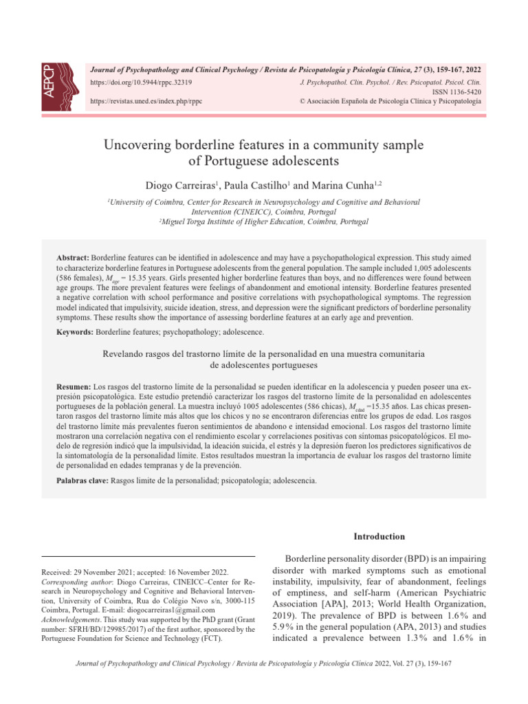 ARTIGO. Uncovering Borderline Features in A Community Sample of ...