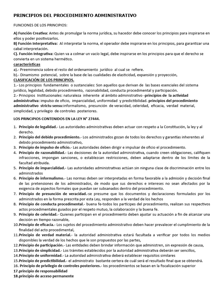 Principios Del Procedimiento Administrativo | PDF | Jurisdicción | Ley procesal