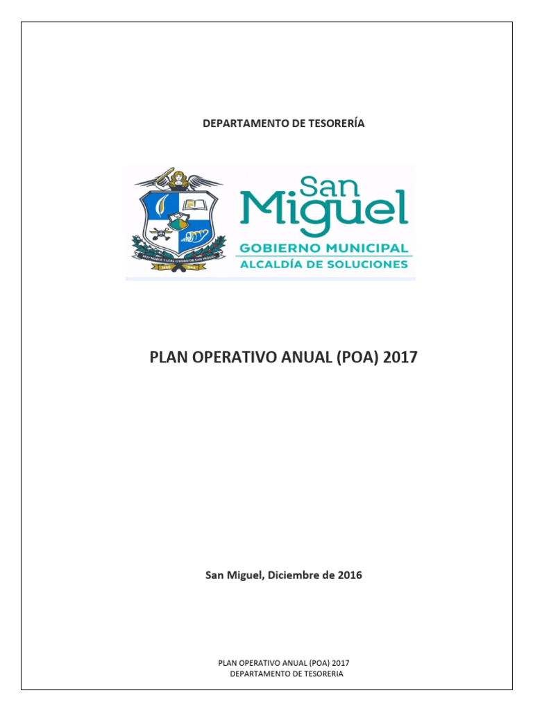 POA 2017: Tesorería Municipal San Miguel | PDF | Contabilidad | Cheque