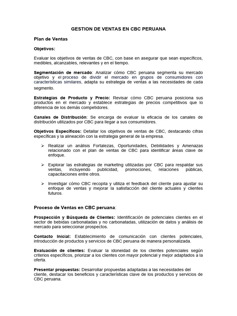 Estrategias de Ventas en CBC Peruana | PDF | Cliente | Business