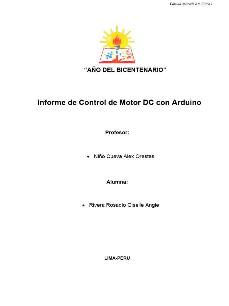 Informe de Control de Motor DC - SI | Descargar gratis PDF | Arduino | Uso eficiente de energía
