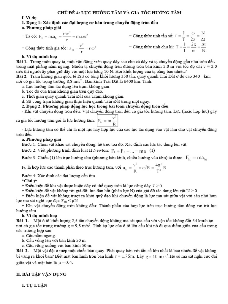 CĐ4 - HS- LỰC HƯỚNG TÂM VÀ GIA TỐC HƯỚNG TÂM | PDF