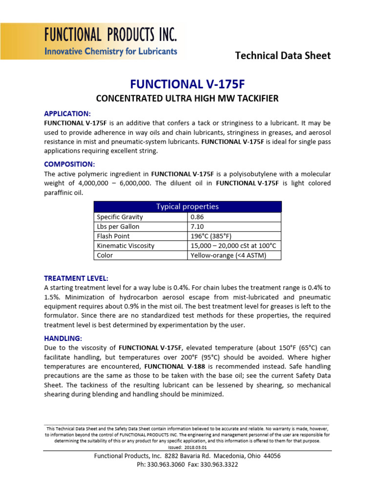 UAF 175: High MW Tackifier Data Sheet | PDF | Materials Science | Oils