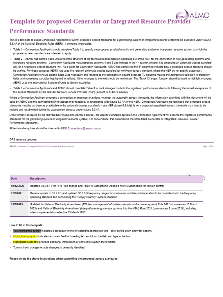 Generator Performance Standards Template | PDF | Ac Power | Electric ...