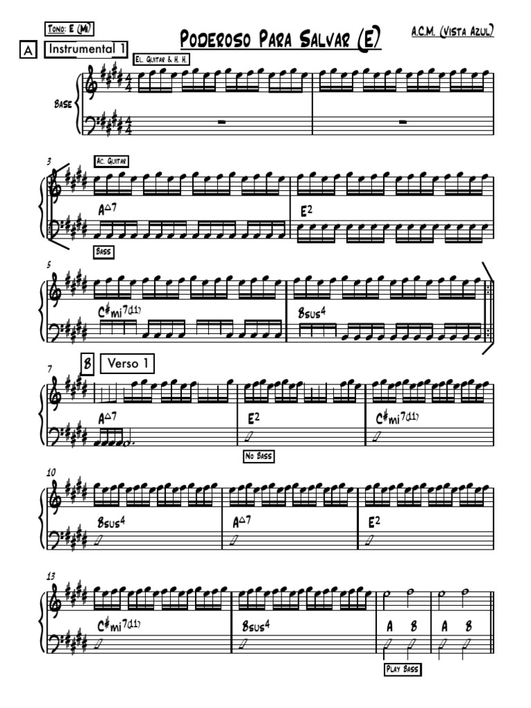 Poderoso para Salvar Hatillo (E) 73 BPM 4-4 | PDF | Elements Of Music ...