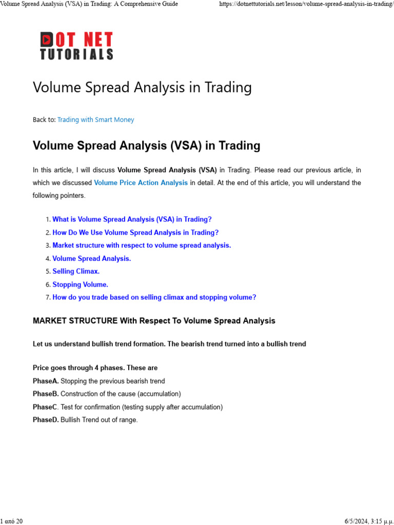 Volume Spread Analysis (VSA) in Trading | Download Free PDF | Market ...