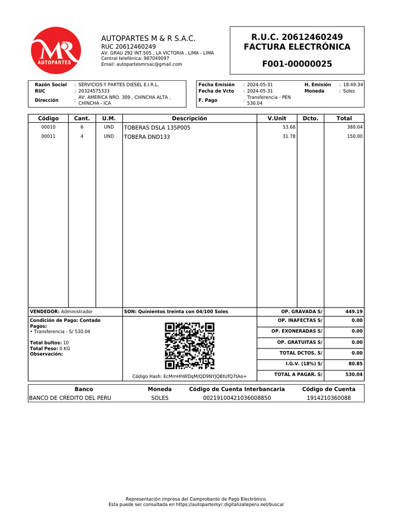 Factura Electrónica Autopartes M&R | PDF | Servicios financieros ...