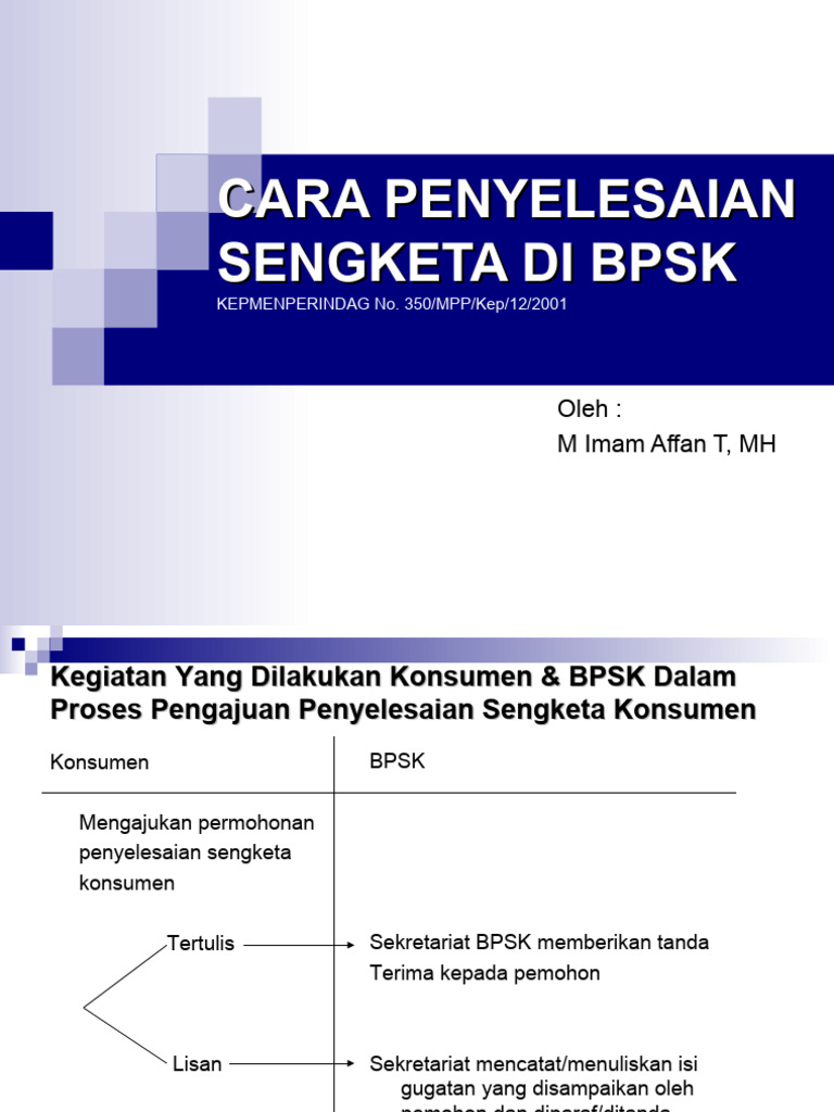 Cara Penyelesaian Sengketa Konsumen BPSK | PDF