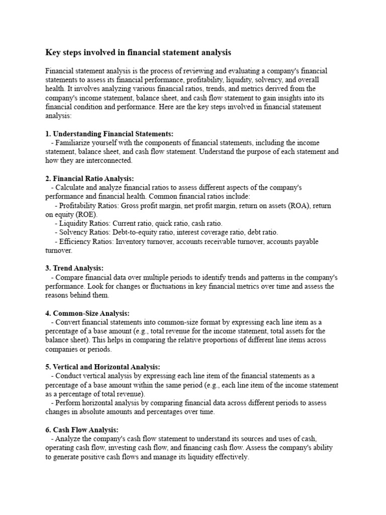 Key Steps Involved in Financial Statement Analysis | PDF | Financial ...
