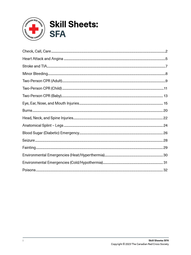 Red Cross Skills Checklist | PDF | Cardiopulmonary Resuscitation | Burn