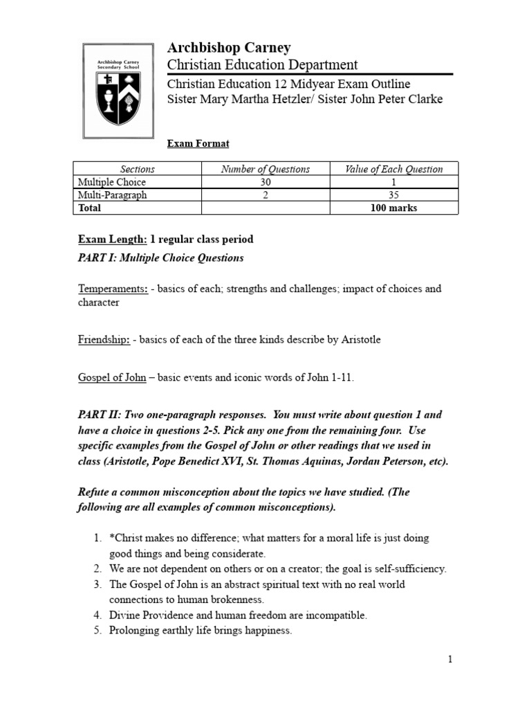 CE 12 Midyear Exam Outline 2024 | PDF