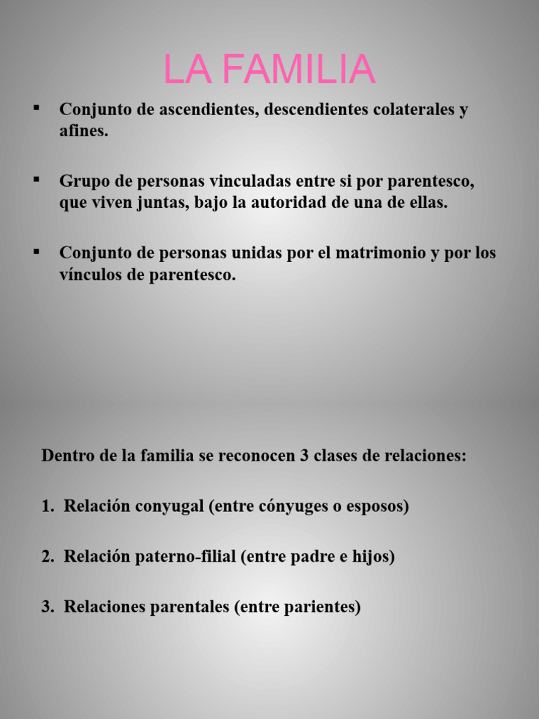 Definición y Derecho de la Familia | PDF | Familia | Parentesco