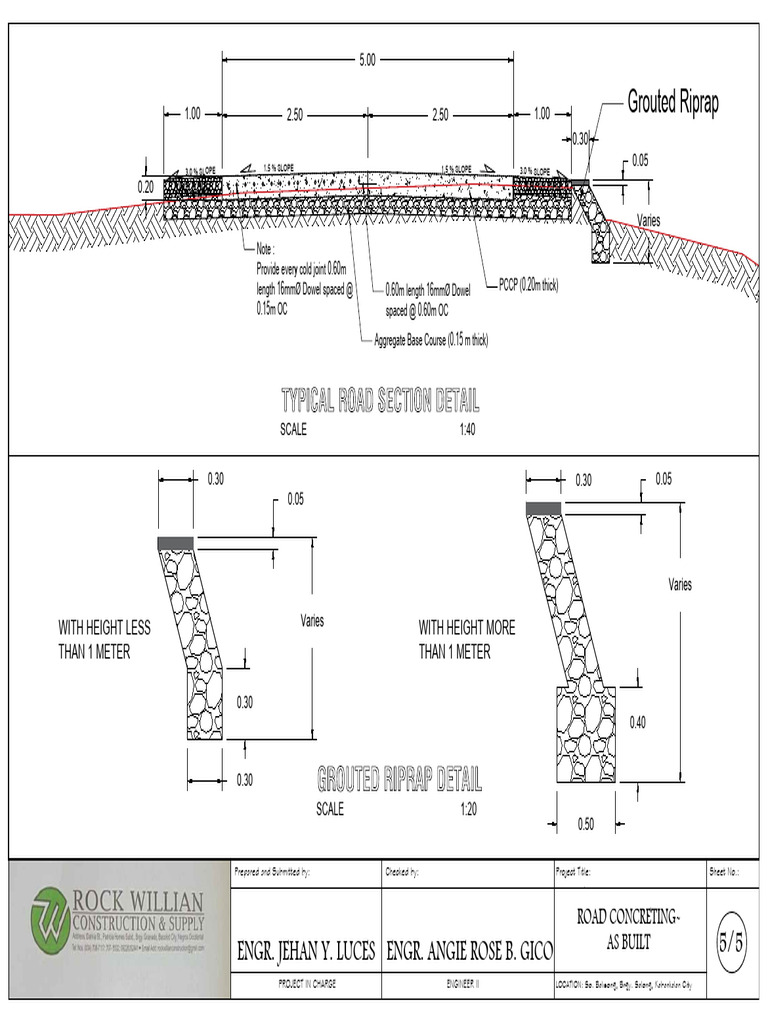 Road Concreting As-Built Details | PDF