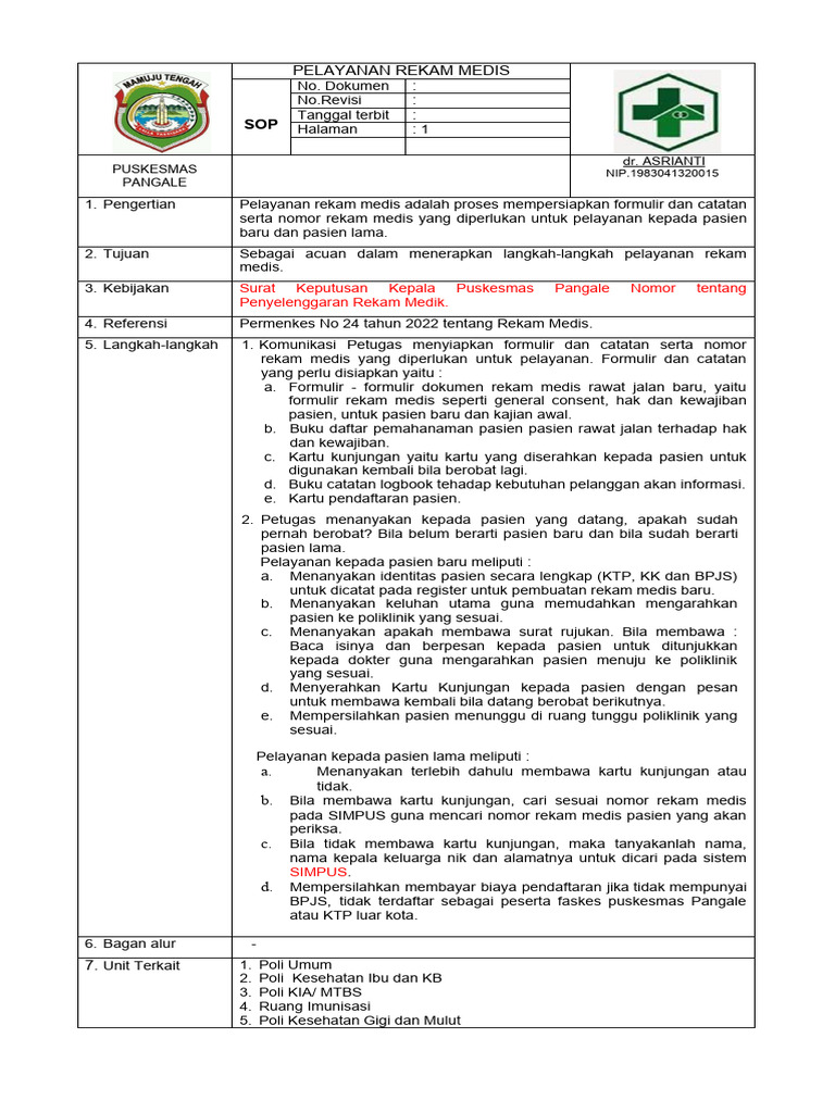 Sop Pelayanan RM | PDF