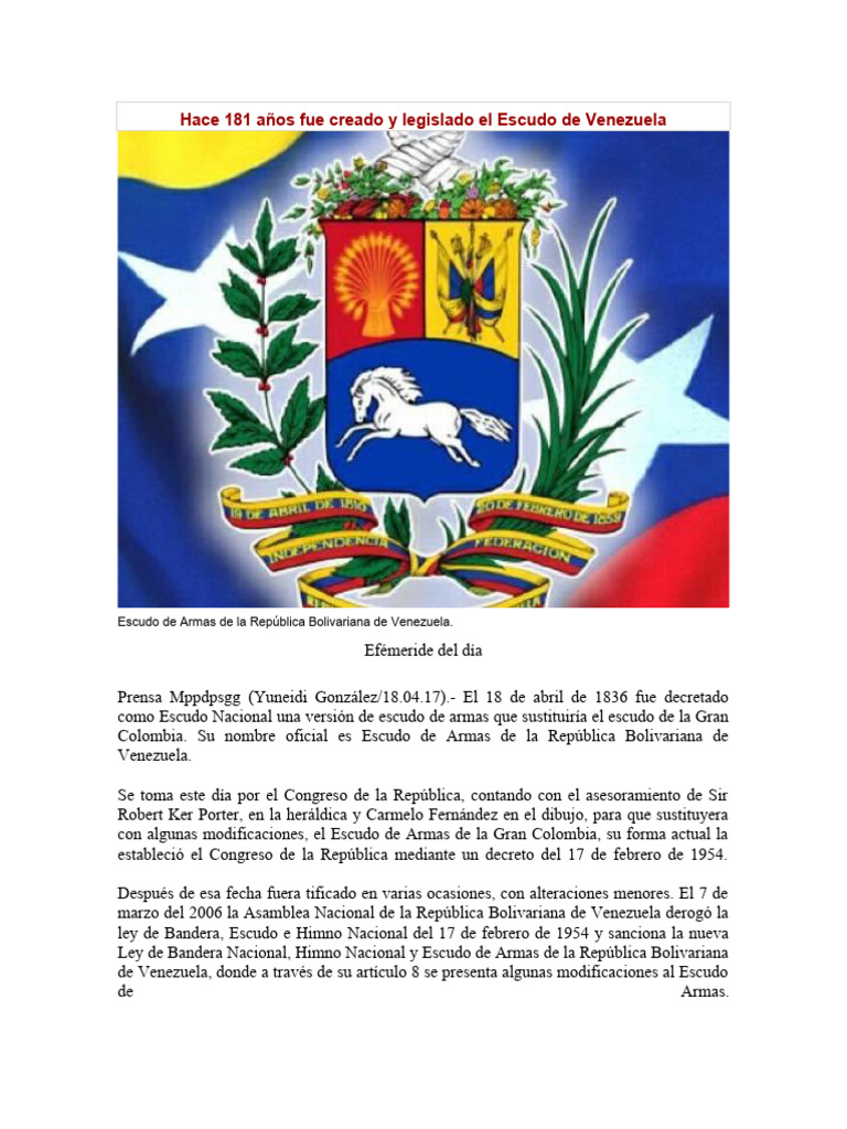 Evolución del Escudo de Venezuela | PDF | Heráldica | Bandera