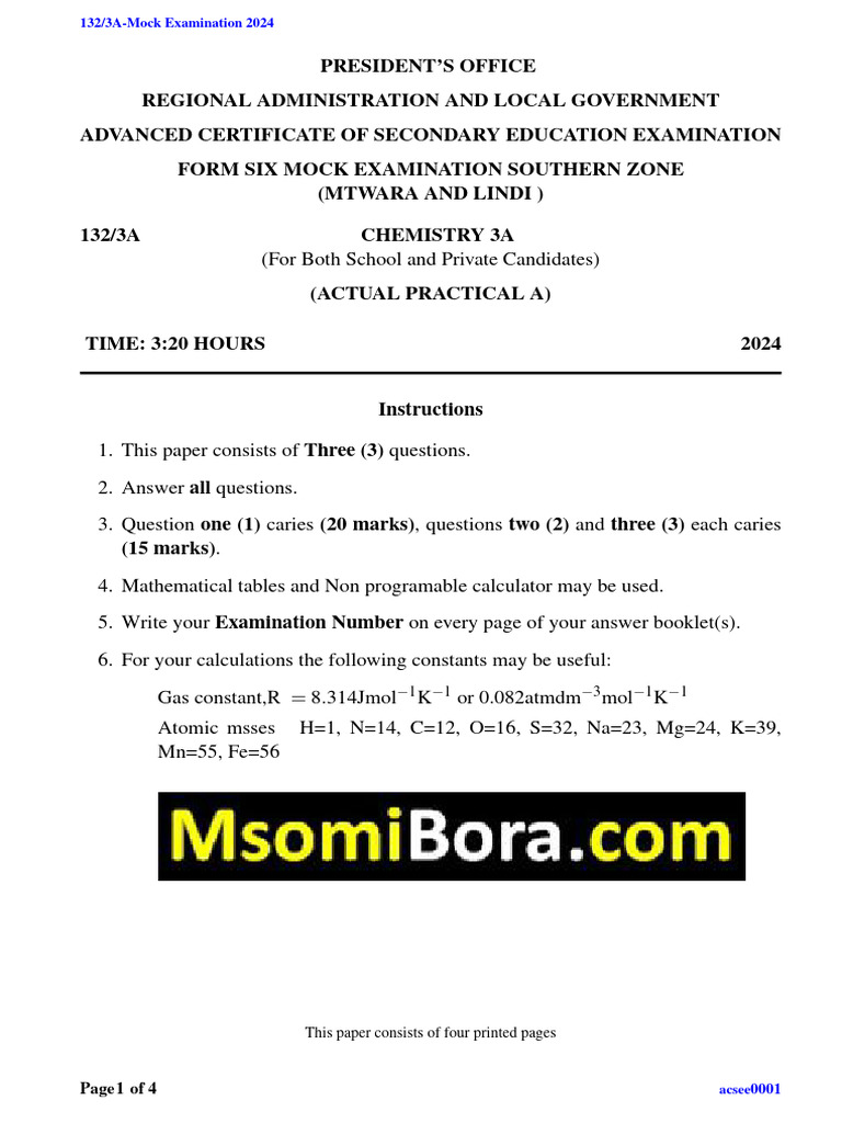 Chemistry 3A - Exam N Answers | PDF | Molar Concentration | Concentration