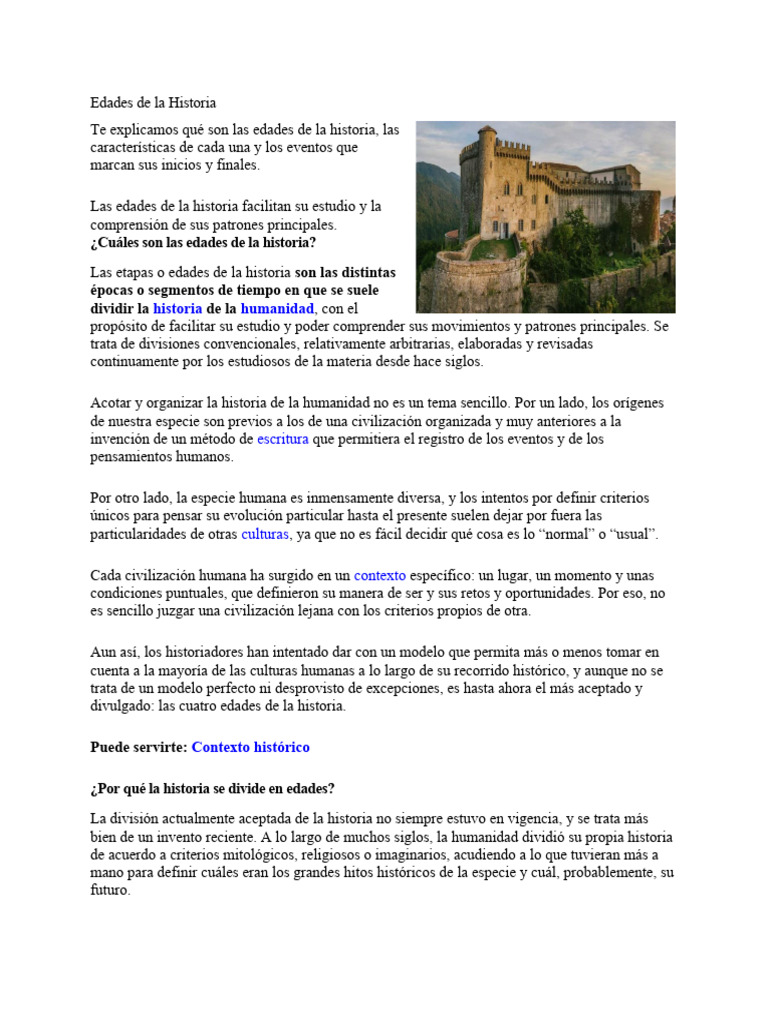 Cuatro Edades de la Historia Humana | PDF | Edades medias | Historia ...