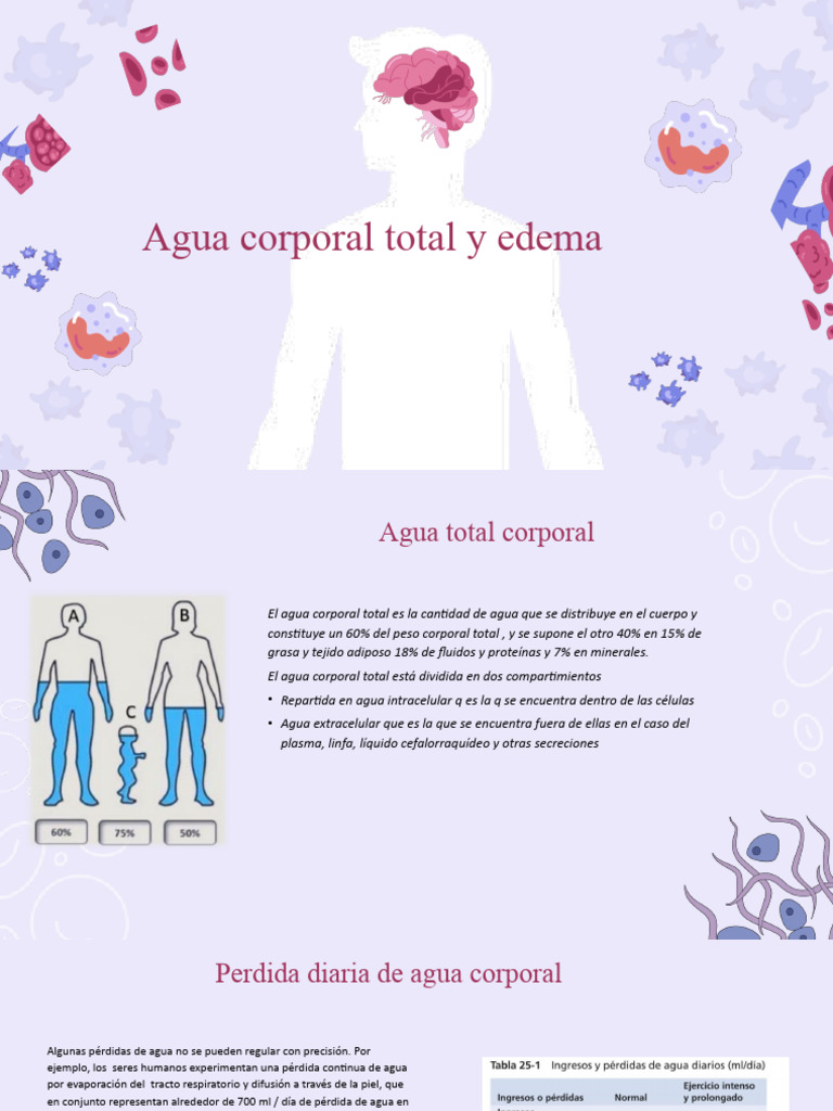 Agua Corporal Total y Edema | Descargar gratis PDF | Edema | Fisiología