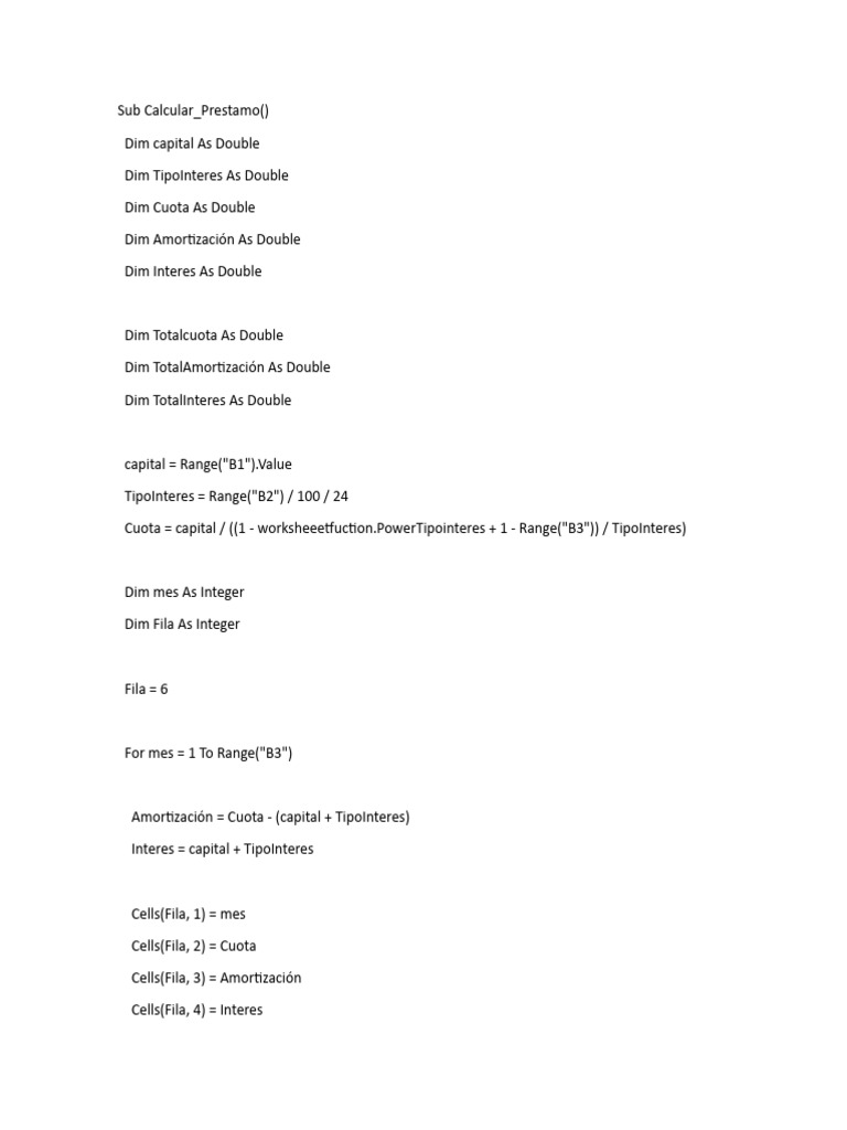 VBA Loan Calculation Script | PDF | Teaching Methods & Materials ...
