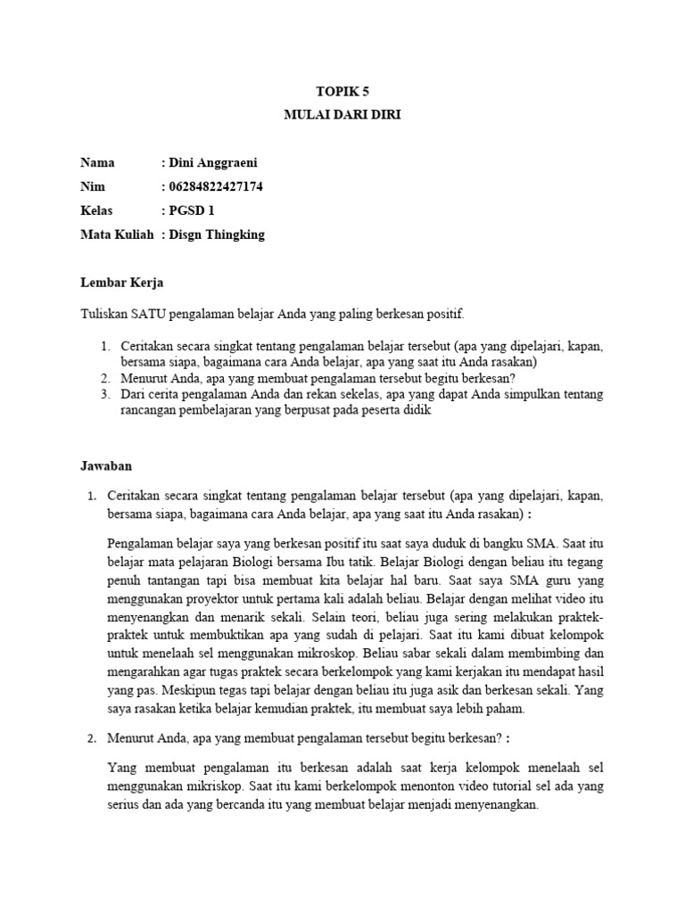 Pengalaman Belajar Dini Anggraeni | PDF