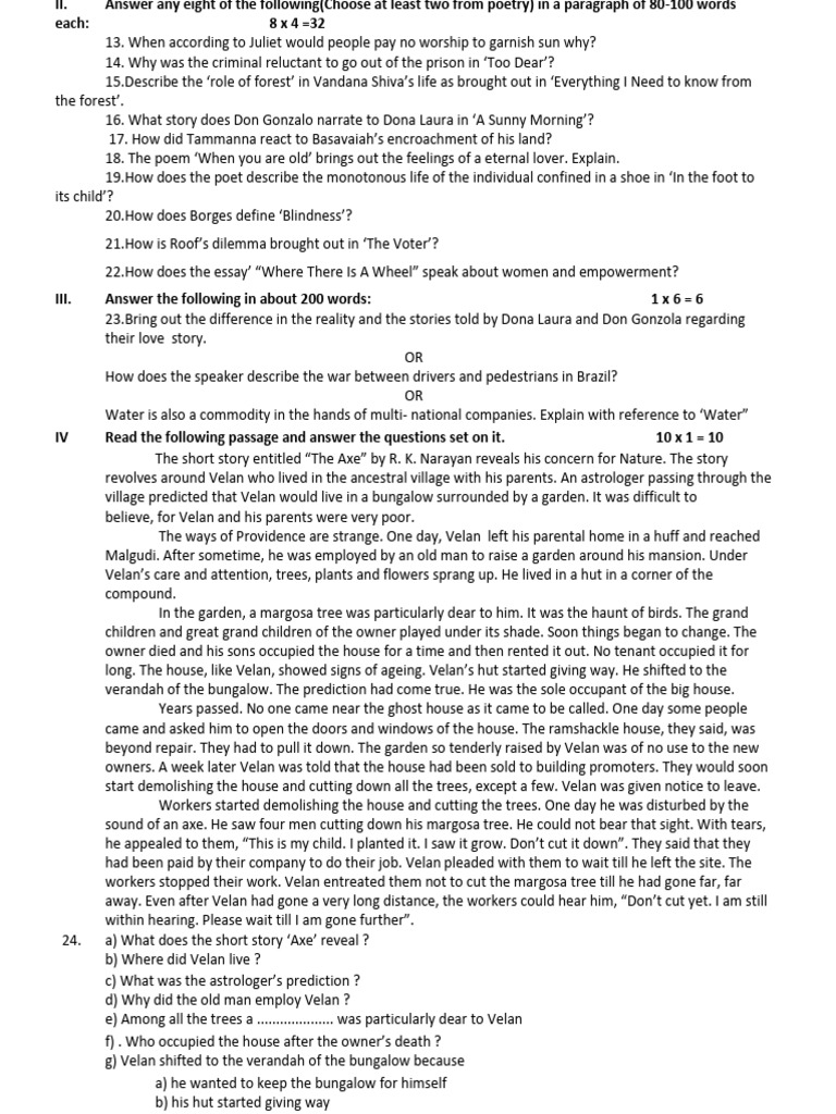 II PUC English Notes | PDF