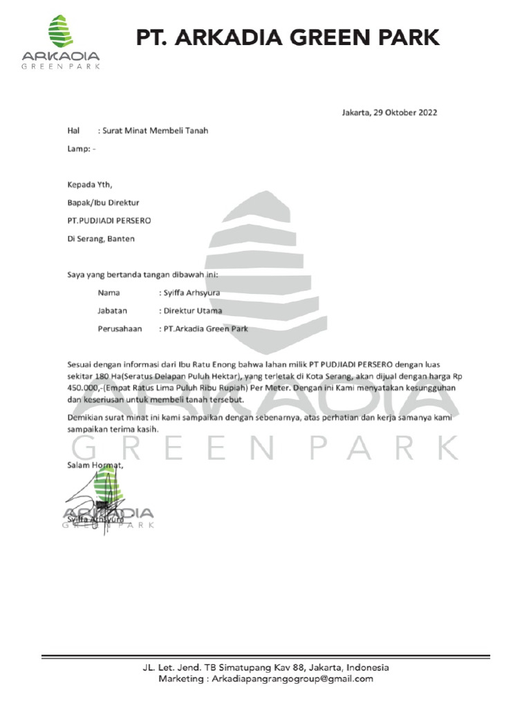 SURAT MINAT PT.AGP | PDF