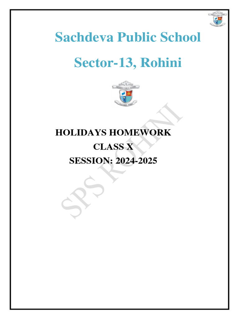 Class 10 Holiday Homework (2024 25) | PDF | Kidney | Html