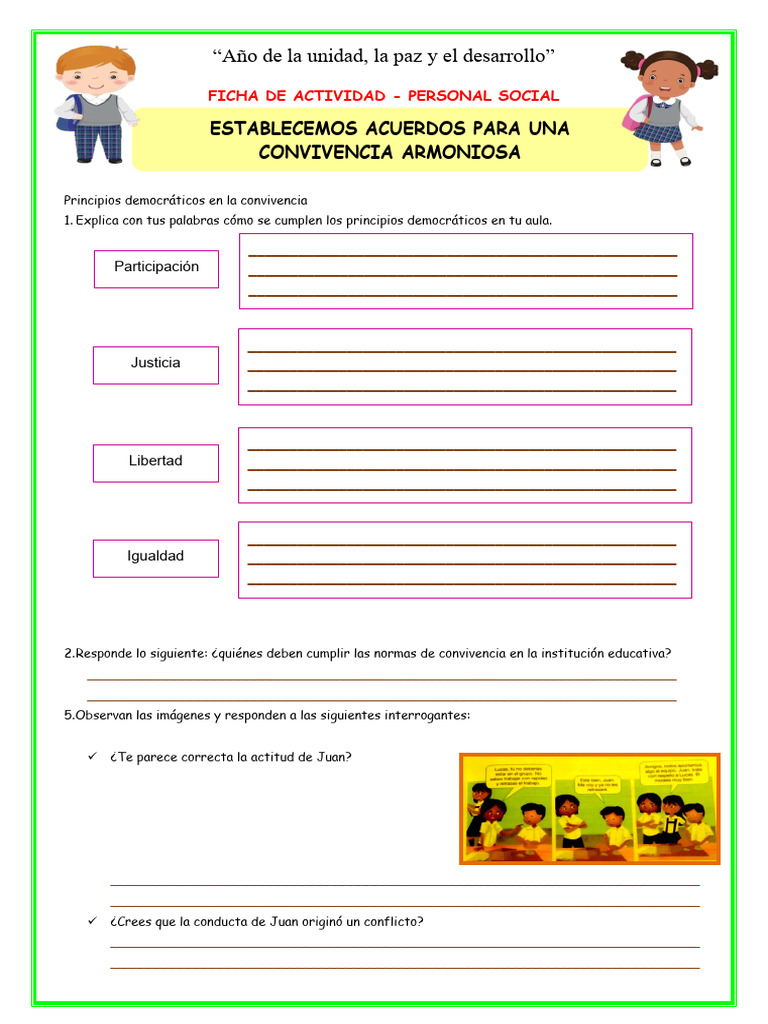 Ficha-Juev-Ps-Establecemos Acuerdos para Una Convivencia Armoniosa | PDF