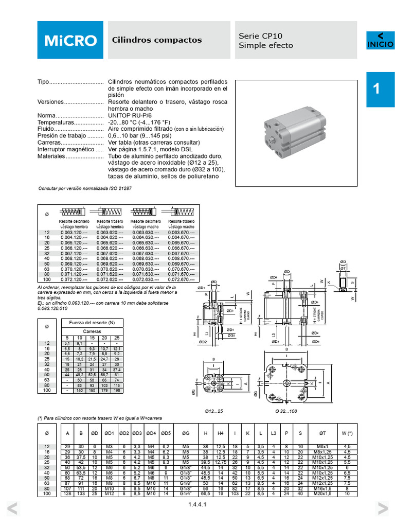 Cilindros CP10 Micro Automación | Descargar gratis PDF | Ingeniería de Edificación | Ciencia de ...