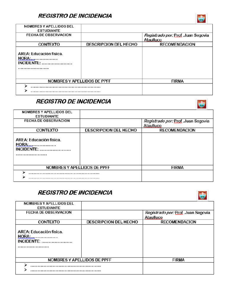 Reg Incidencia | PDF