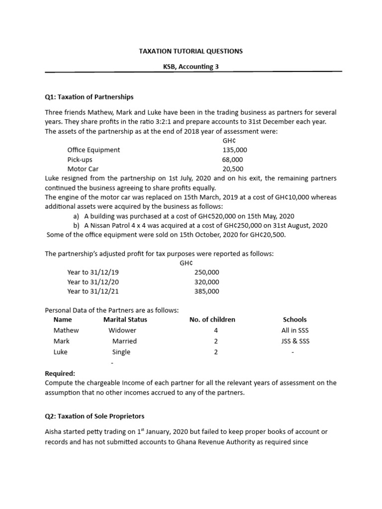 Tutorial 2 - ACc3 | PDF | Taxes | Partnership