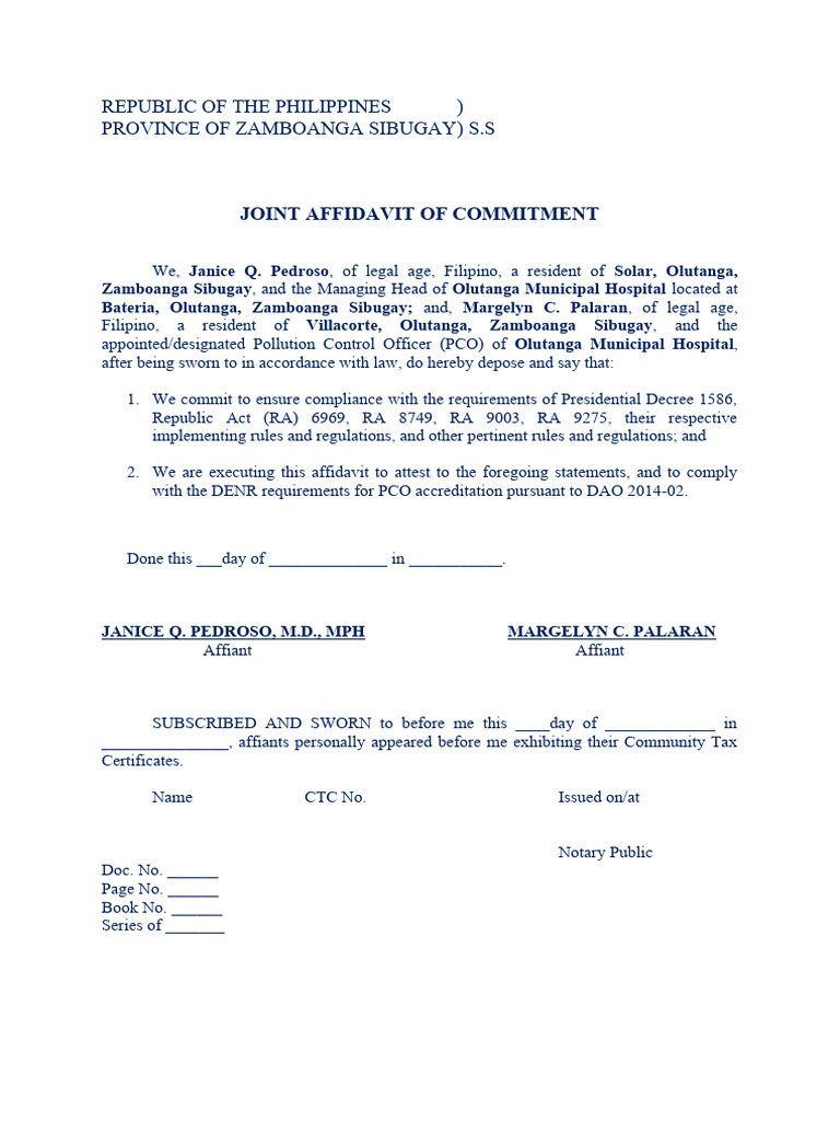 C. Annex-E-Joint-Affidavit-Of-Commitment | PDF
