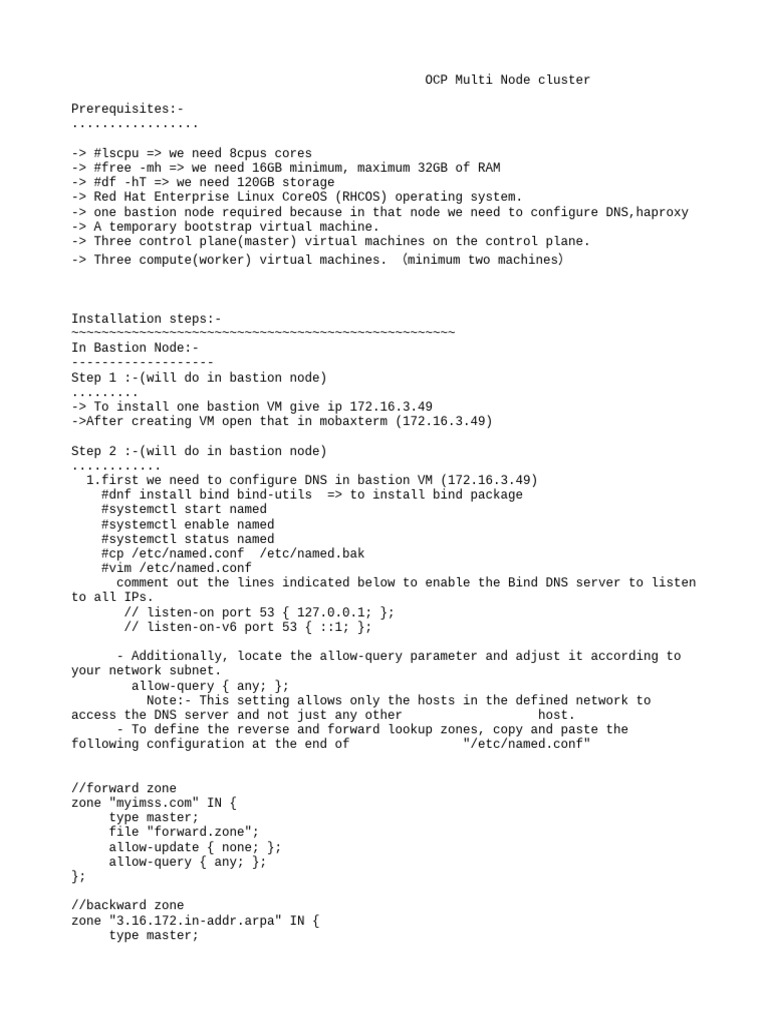 Multi-Node OCP Cluster Installation Steps 2 | PDF | Information ...
