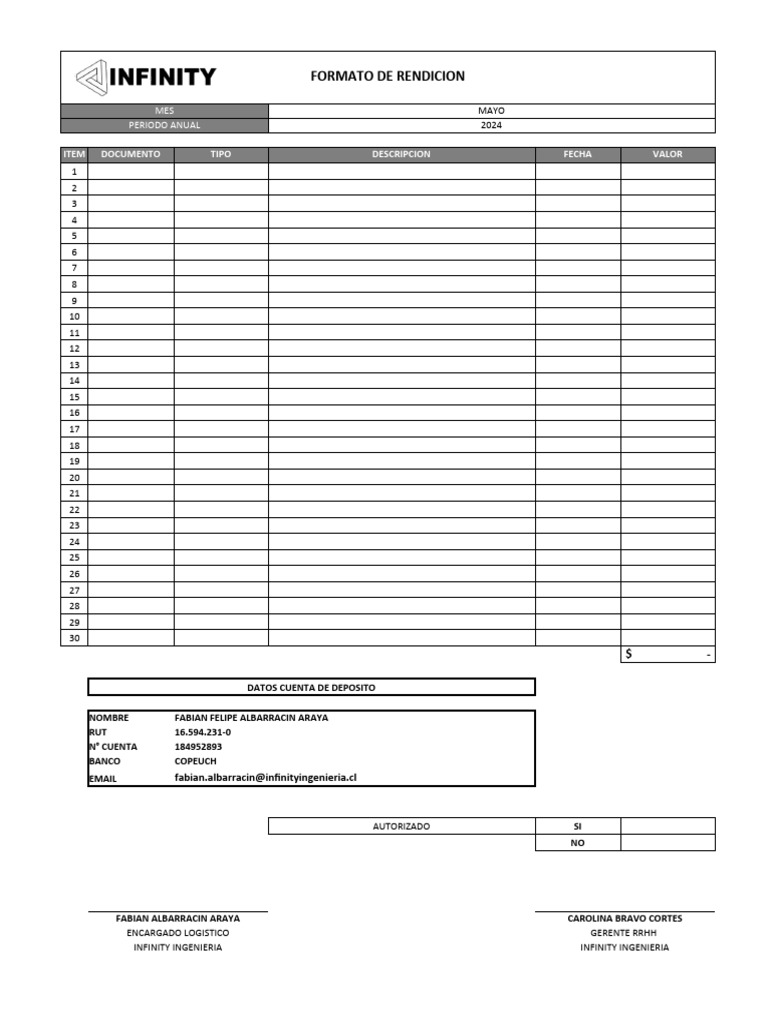 Formato Rendicion | PDF