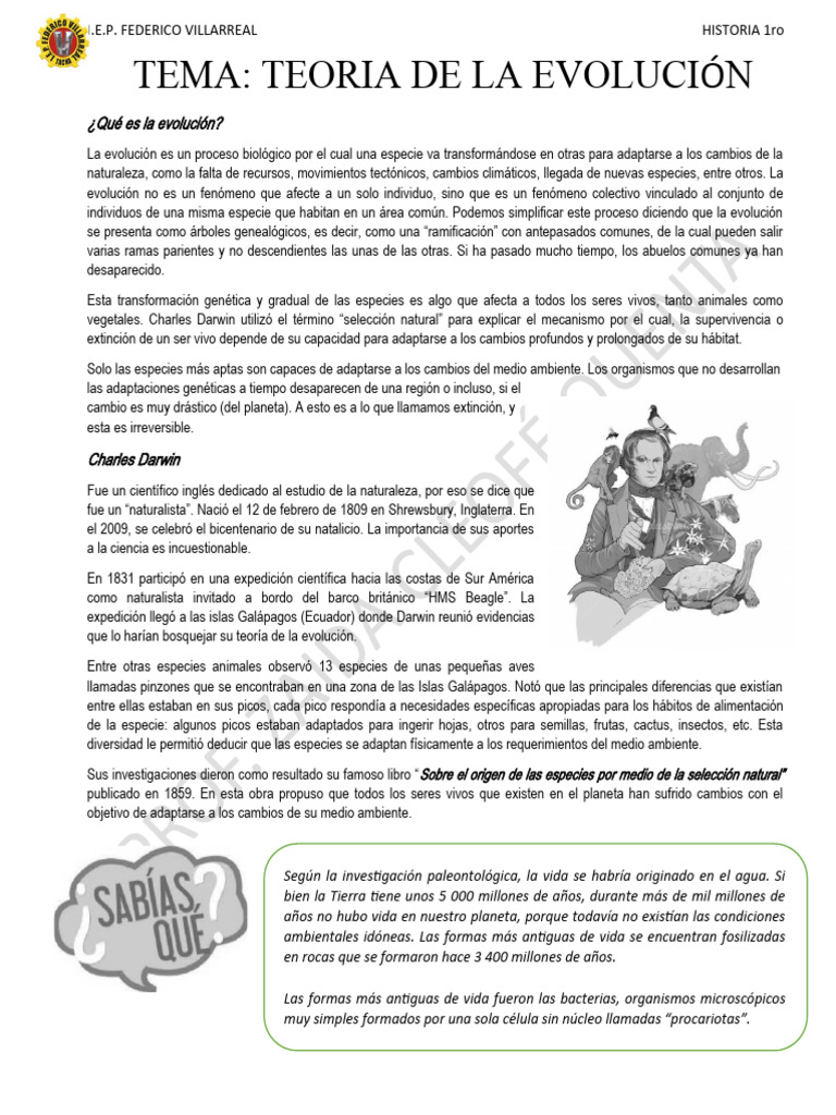 Tema 3 Eras Geologias - Teoria de La Evolución | PDF | Evolución | Vida