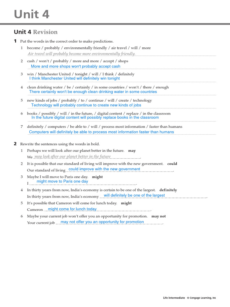 Intermediate Unit4 Revision Be | PDF | Information