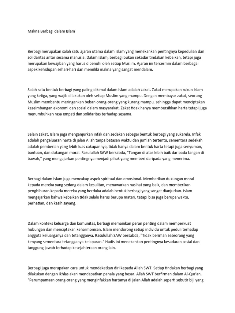 05 Makna Berbagi Dalam Islam | PDF