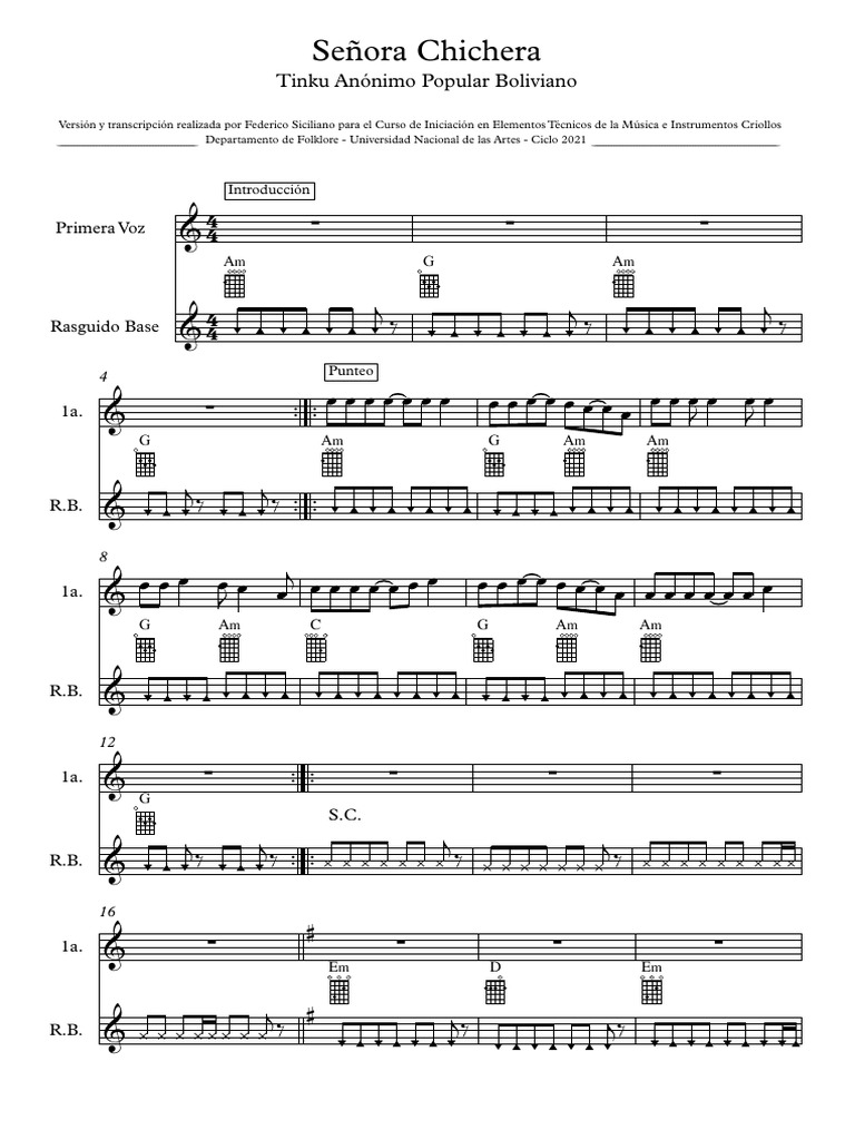 Señora Chichera CIETMIC - Partitura Completa | PDF