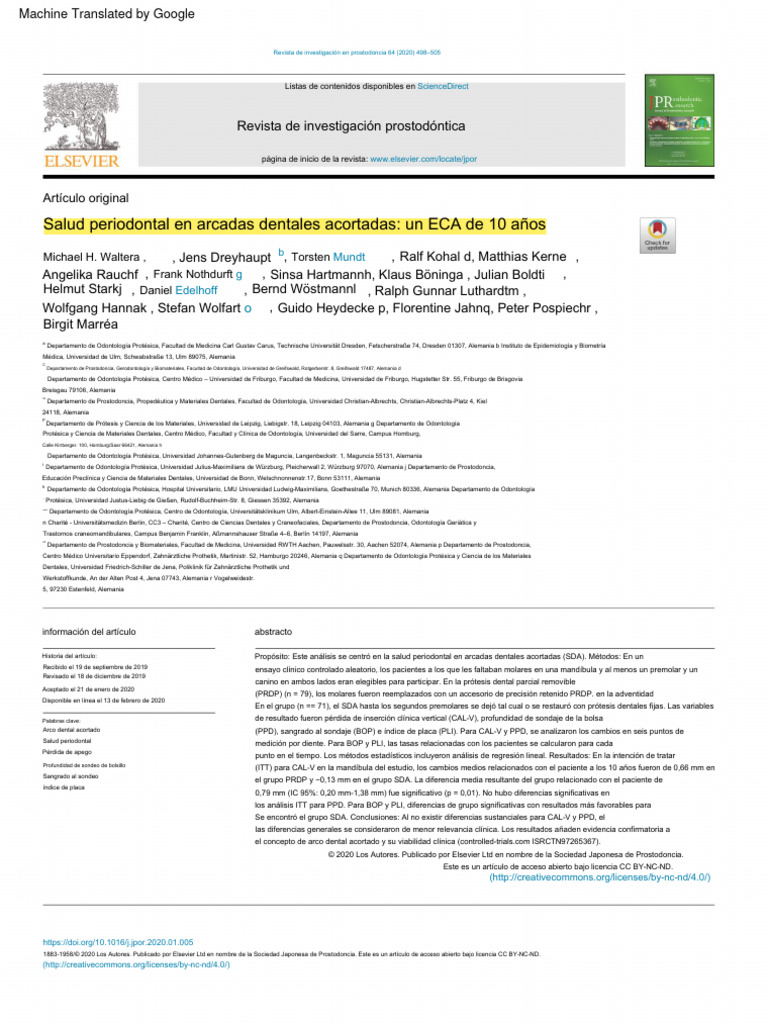 Salud periodontal en arcadas acortadas | PDF | Estadísticas | Regresión ...