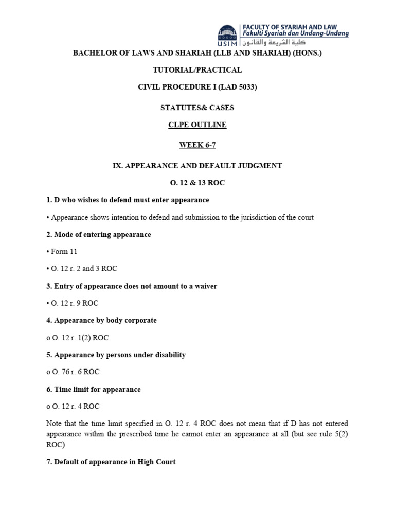 Civil Procedure: Appearance & Default Judgment | PDF | Judgment (Law ...