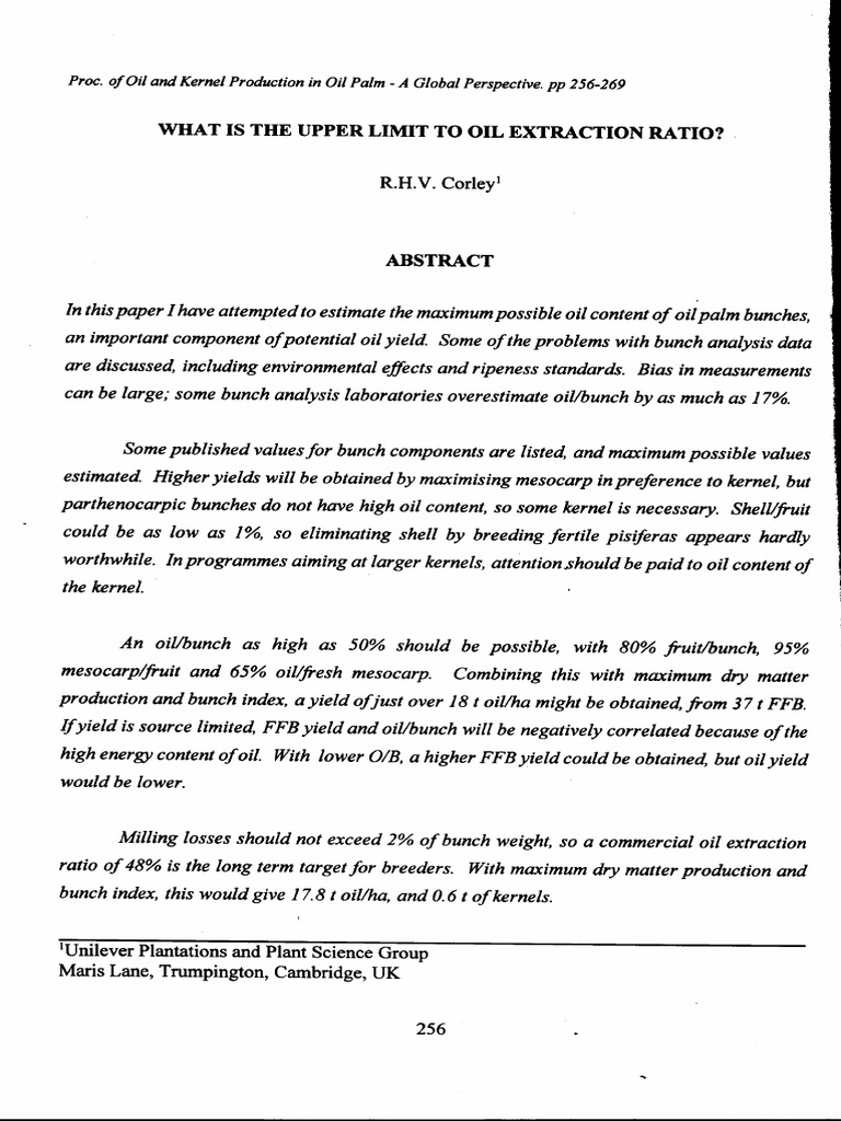 What Is The Upper Limit To OER - R.H.V Corley | PDF
