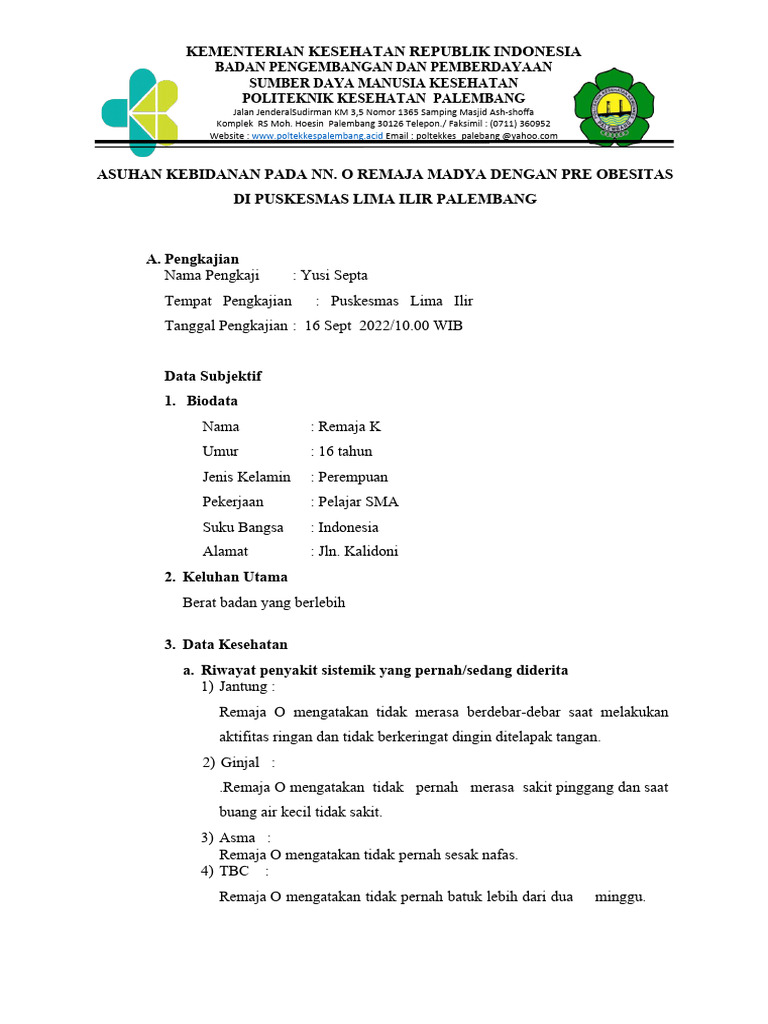 SOAP 5 - Remaja Obesitas | PDF | Sains & Matematika