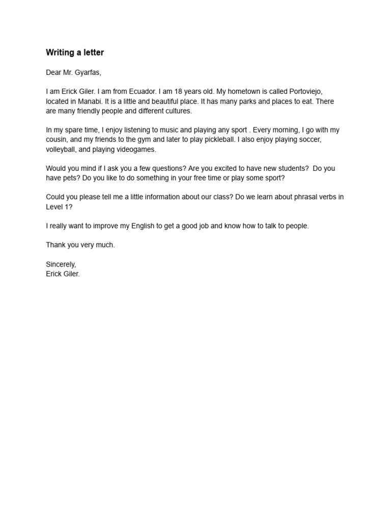 Copia de Day One - Writing A Letter | PDF